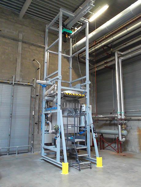 big bag discharger unlacing cabinet